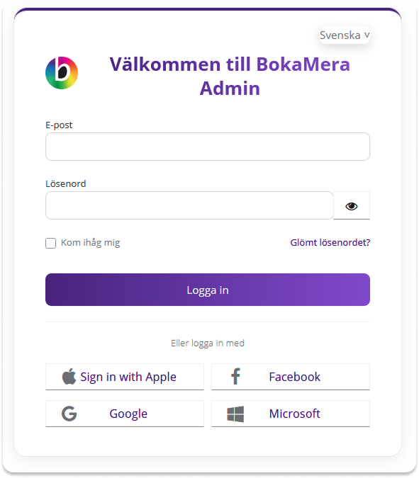 Aktivera 2FA authentisiering – BokaMera