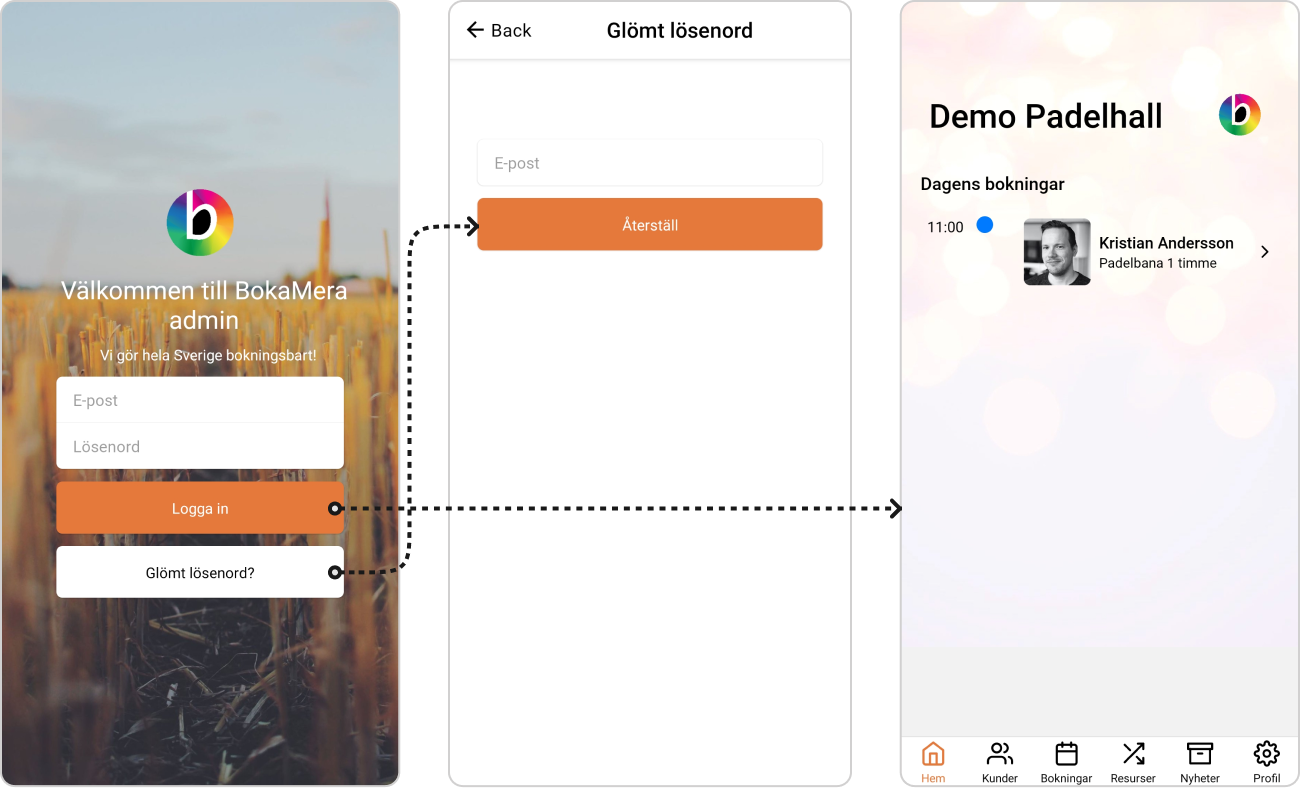 Installera & logga in i adminappen – BokaMera