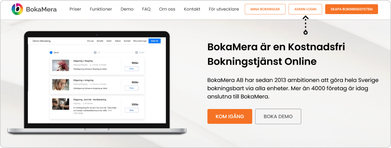 Logga in - BokaMera Admin – BokaMera