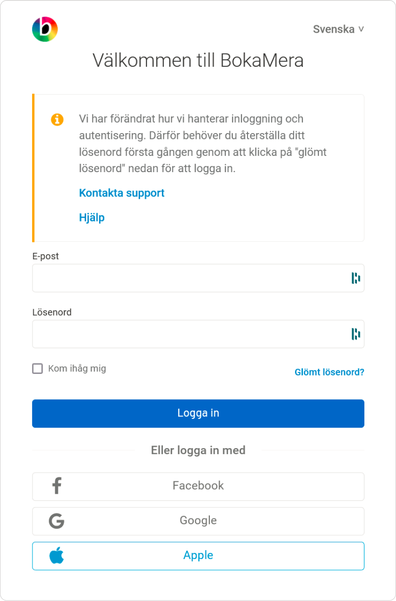 Återställ lösenord – BokaMera